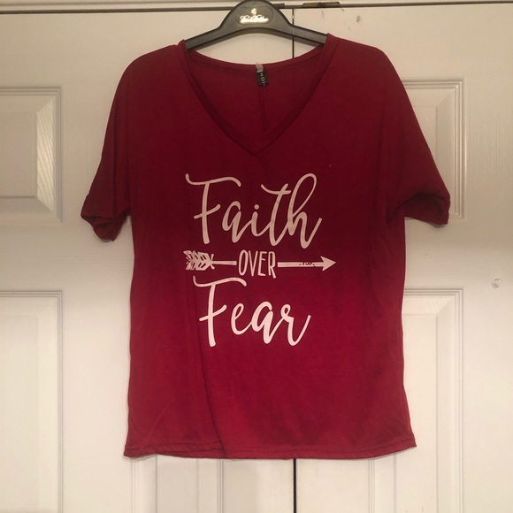 Tops | Must Bundle Maroon Faith Over Fear | Poshmark